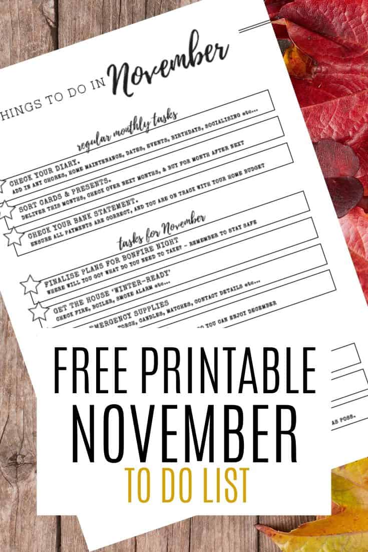 Ultimate List Of Things To Do In November - Free Printable