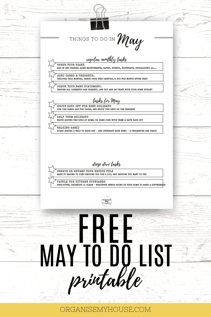 Homemaking List Of Things To Do In May [Free Printable]