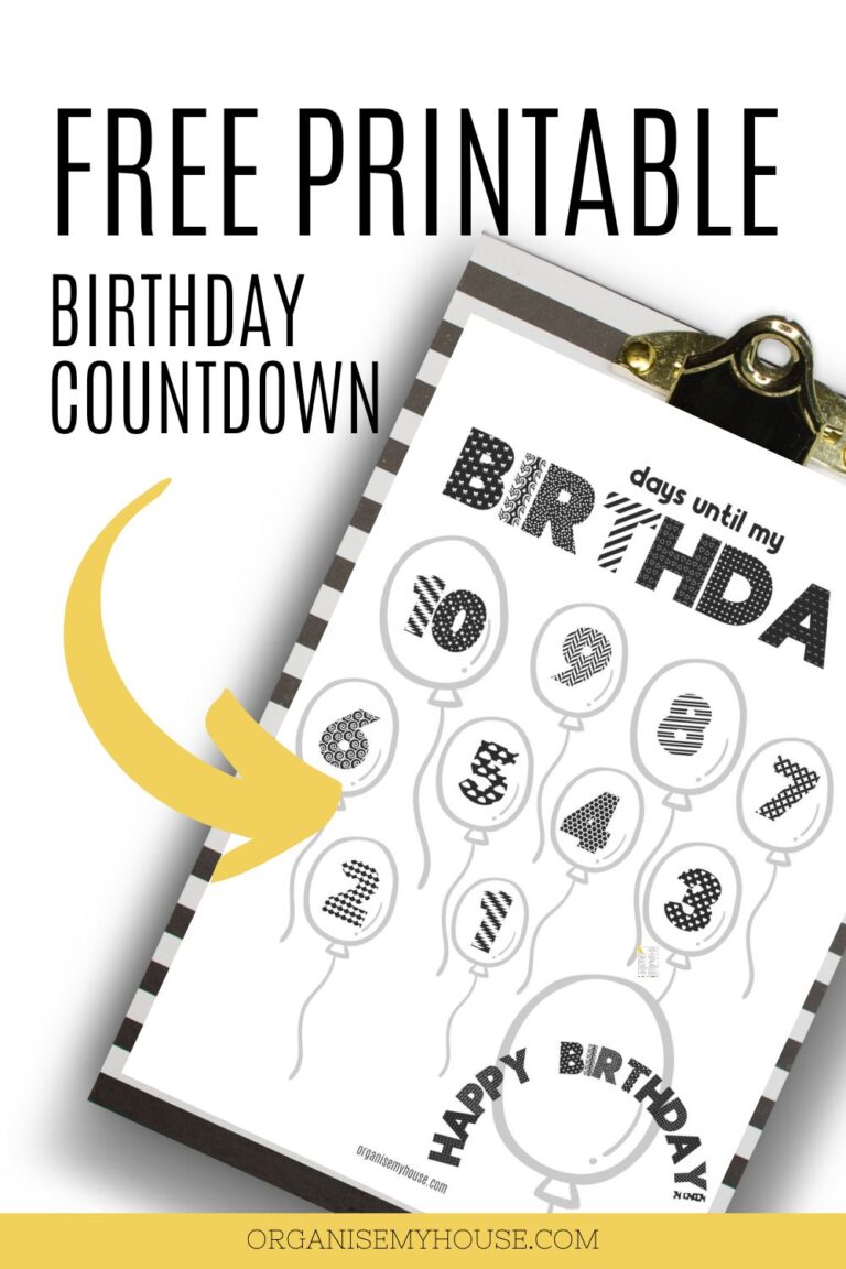 Free Kids Printable Birthday Countdown Calendar They'll Love