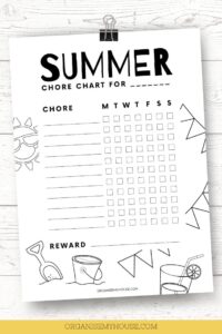 Fun Summer Chore Chart Free Printable For The Kids