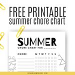 Fun Summer Chore Chart Free Printable For The Kids