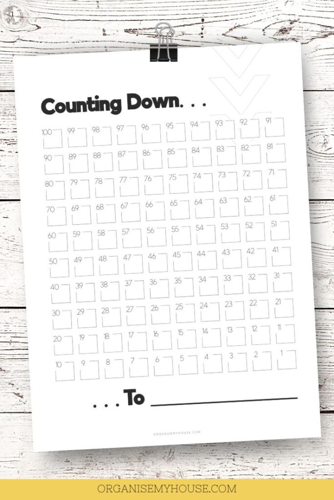 Free 100 To 1 Countdown Calendar Printable A4 And Letter 