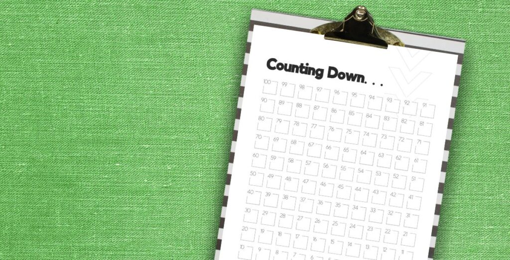 Free 100 To 1 Countdown Calendar Printable (A4 And Letter)